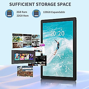 AAUB Tablet Android 10 Inch with 32GB Storage, 1280x800 HD Touchscreen, Dual Camera 2MP + 8MP,6000mAh Battery, WiFi & Bluetooth, Easy to Operate Support Microsoft Office Software Black