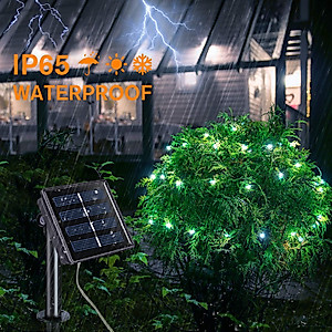 QITONG White Solar Fairy Lights Outdoor Waterproof, 2 Pack Each 33ft 100 LED Solar String Lights, 8 Modes Silver Wire Solar Christmas Twinkle Lights