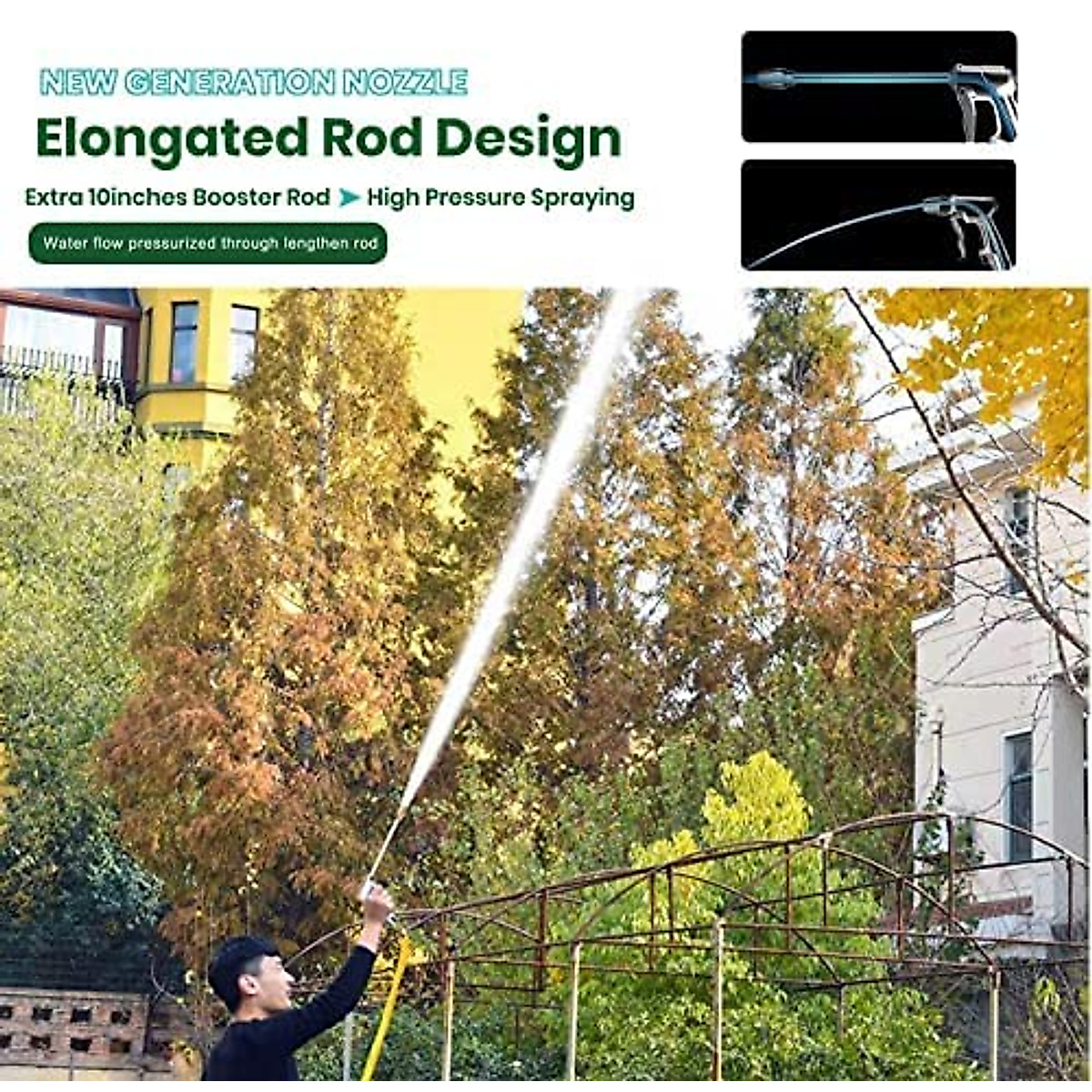 Garden Hose Nozzle, High Pressure Water Hose Nozzle Sprayer Head,fits 3/4” Garden Hose Thread,for Lawn & Garden,Washing Cars,Watering Garden,Cleaning,Showering Dogs&Pets