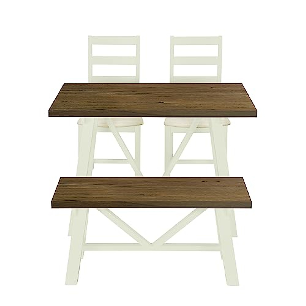 LUMISOL 4 Piece Dining Table Set with Bench for Small Space Solid Wood Kitchen Dining Room Set for 4 Persons, Farmhouse Rustic Dining Set