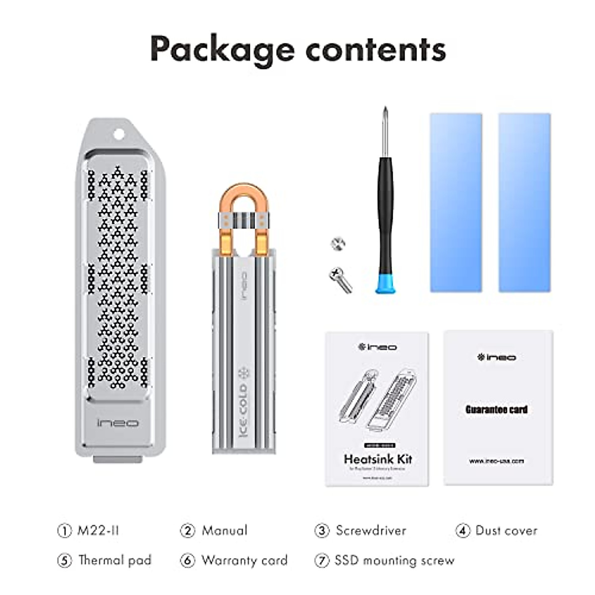 ineo PS5 Heatsink, M.2 NVME SSD Heatsink for PS5 Internal PCIe M.2 NVMe Gaming SSD, Magnesium Aluminum Alloy Designed with Large Heat Dissipation [M22]