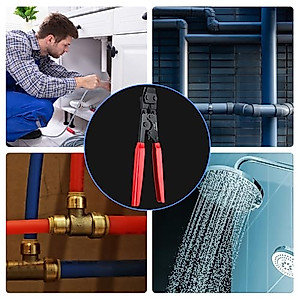 CAMWAY PEX Crimping Cinch Tool & PEX Cutter with 50PCS Ear Hose Clamps 1/2" 3/4" for Fastening Stainless Pipe Clamps from 3/8-Inch to 1-Inch