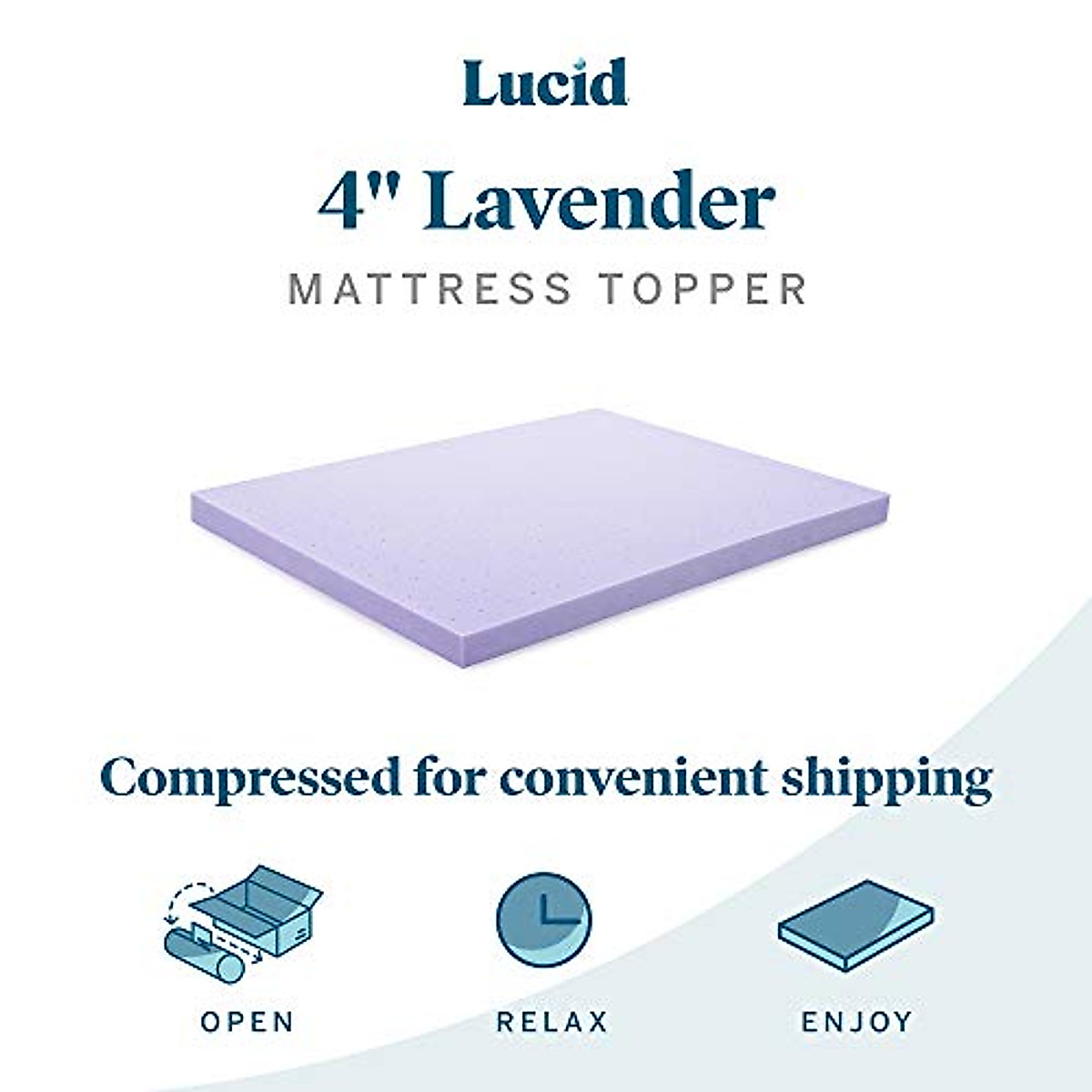 LUCID 3 Inch Lavender Infused Memory Foam Mattress Topper - Ventilated Design - Full Size (3-Inch)