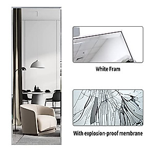 Amazon Brand – Pinzon Full Length Mirror 65"x24", Large Floor Mirror with Frame for Wall Hanging and Standing, White