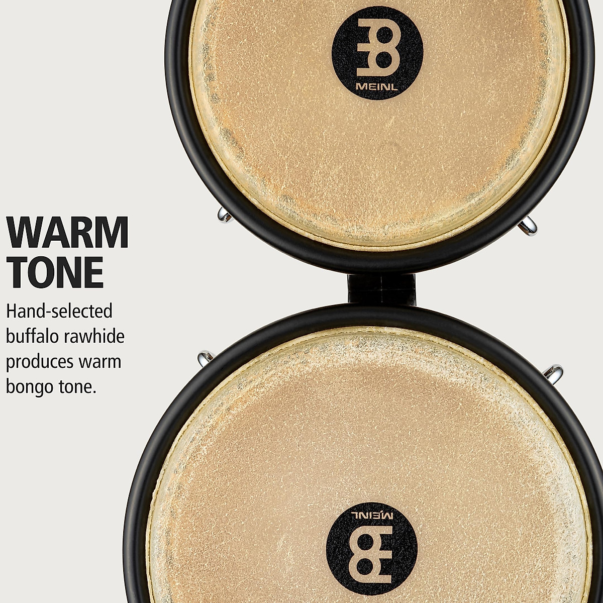 Meinl Percussion Bongos Hand Drum Set 6.75" and 8" with Hardwood Shells and Tuning Key — NOT MADE in CHINA — Marathon Designer Series, 2-YEAR WARRANTY (FWB190LB)