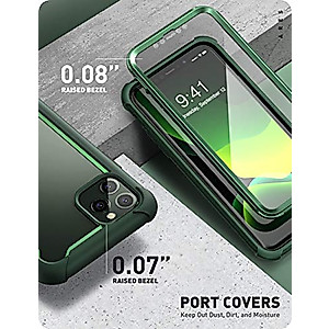 i-Blason Ares Case for iPhone 11 Pro Max 2019 Release, Dual Layer Rugged Clear Bumper Case with Built-in Screen Protector (Green)