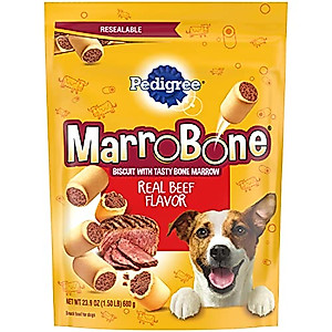 PEDIGREE MARROBONE Dog Treats Real Beef Flavor Crunchy Dog Biscuit, (24.9 OZ)(Pack of 8)