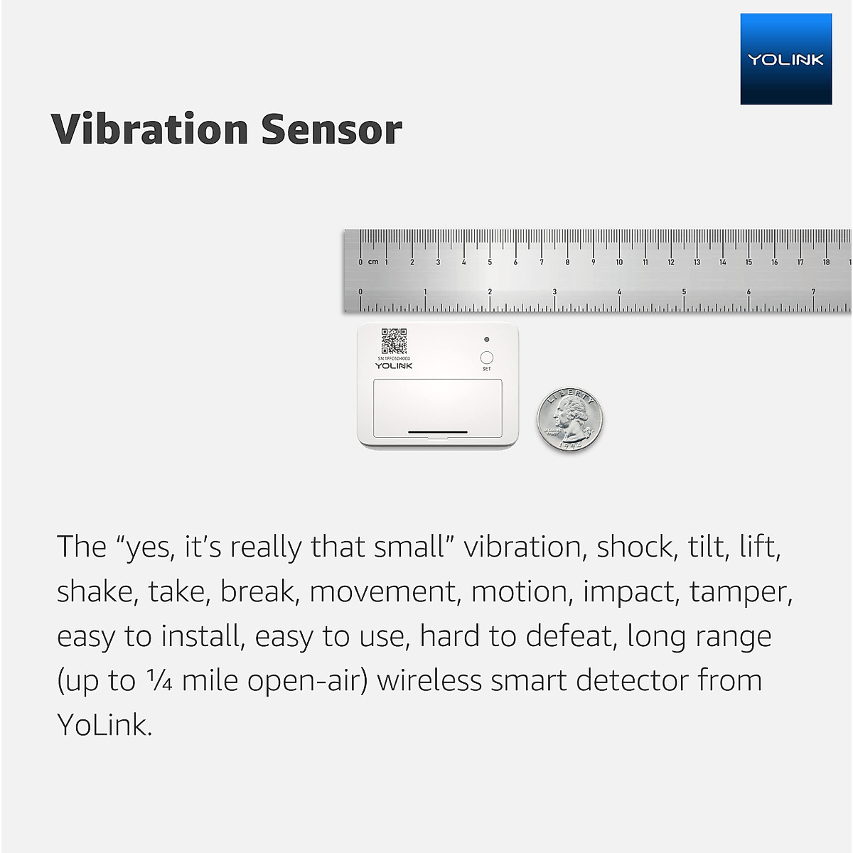 YoLink Smart Vibration & Shock Sensor, Generator, Pump Running, Glass Break, Anti-Tamper, Vehicle Alarm, Hub Required