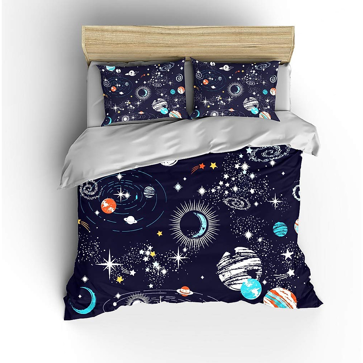 Vichonne Galaxy Space Comforter Set Full Size for Kids Teens Universe Adventure Stars Bedding Bedroom Decor