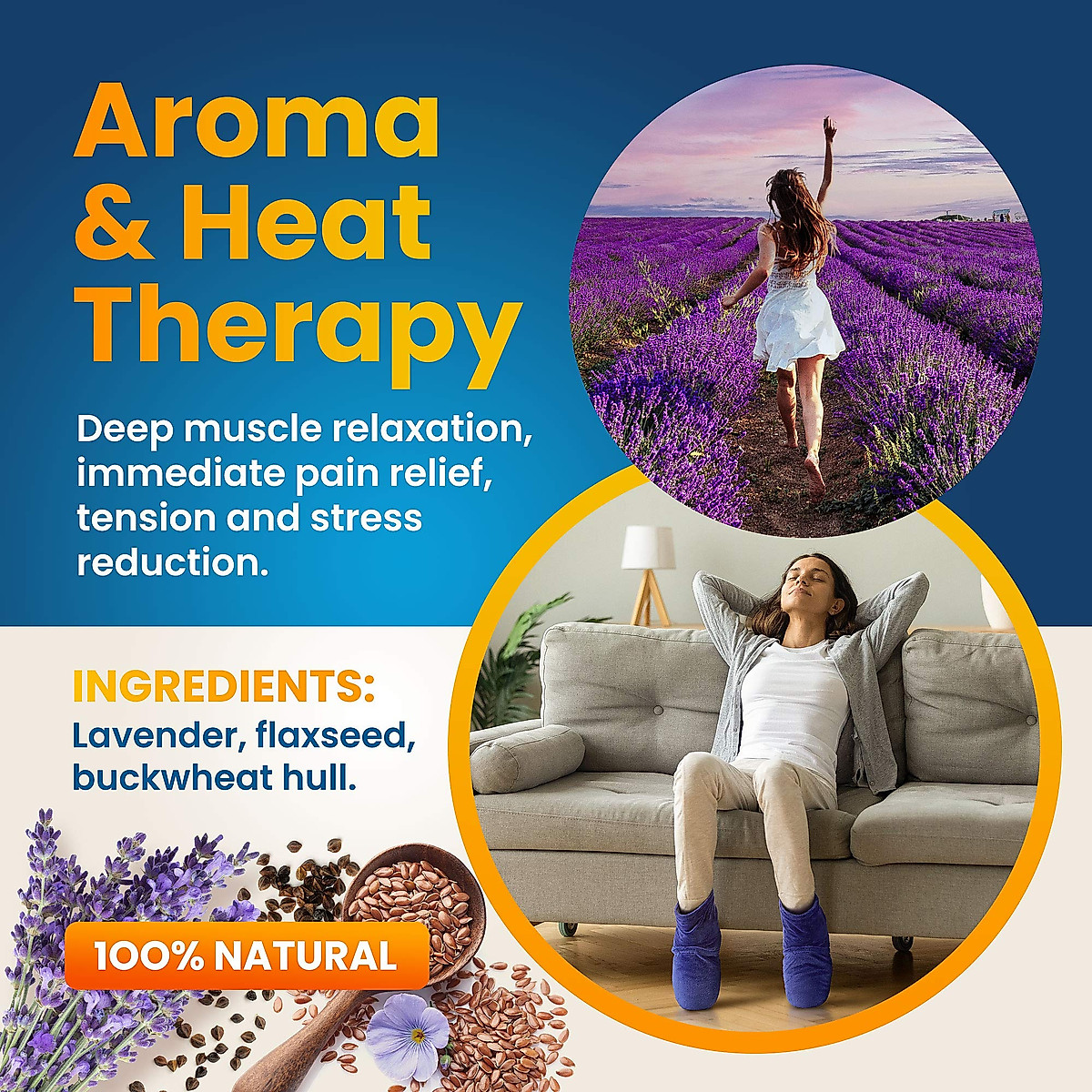 Microwaveable Booties and Feet Warmers - Deep-penetrating heat for relieving foot stiffness, sore muscles and joints, Achilles tendinitis, plantar fasciitis, stress fractures, and circulatory problems