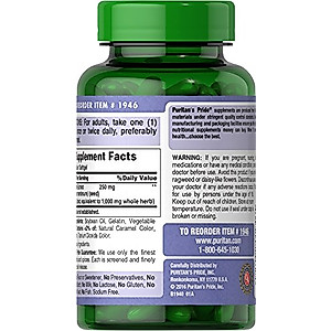 Puritans Pride Milk Thistle 4:1 Extract 1000 Mg (Silymarin) Softgels, 180 Count