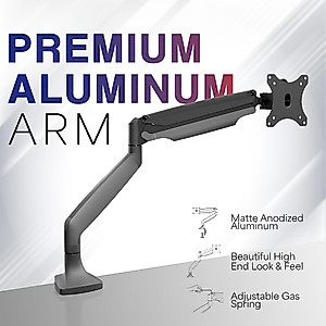 VIVO Premium Aluminum Height Adjustable Single Monitor Articulating Desk Mount Stand w/Gas Spring Arm Fits up to 32" Screen (STAND-V001Q)