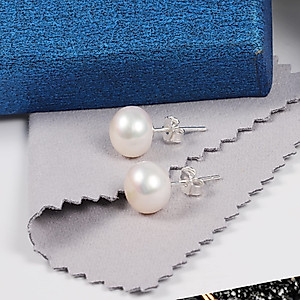 Lancharmed Sterling Silver Pearl Stud Earrings for Women AAA White Pearl Studs Hypoallergenic Pearls Studs Set(6/7/9 mm)
