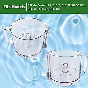 Vanshly 14-Cup Food Processor Work Bowl Fits Cuisinart DLC-7 & DFP-14,DLC-005AGTX,NOTE:This bowl features 2 tabs on the top rim of the workbowl