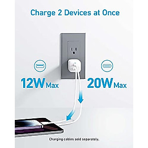 USB C Charger 33W, Anker 323 Charger, 2 Port Compact Charger with Foldable Plug for iPhone 14/14 Plus/14 Pro/14 Pro Max/13/12, Pixel, Galaxy, iPad/iPad Mini and More (Cable Not Included) - White