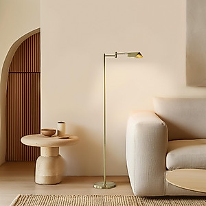 Brightech Leaf LED Floor lamp, Pharmacy LED Floor Lamp for Living Rooms & Offices, Adjustable Standing Lamp for Bedroom Reading, Tall Lamp for Sewing & Craftwork - Antique Brass/Gold