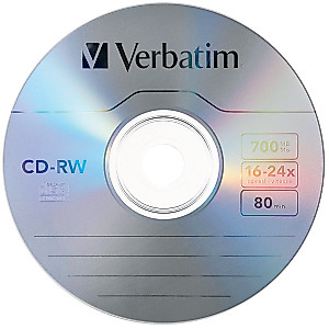 Verbatim 95154 700 MB 16x-24x Ultra Speed Branded Rewritable Disc CD-RW, 1 Disc Slim Case