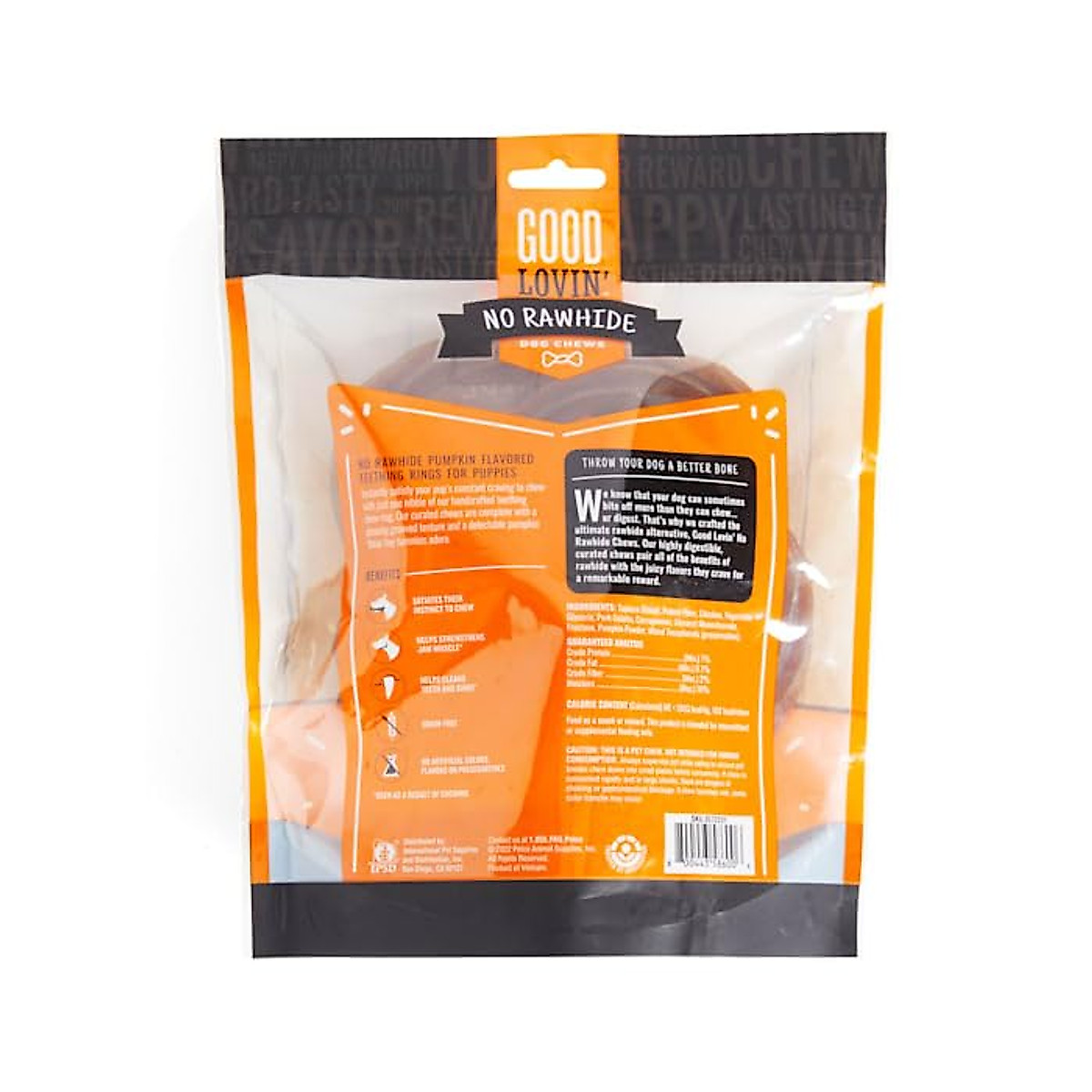 Good Lovin' Rawhide-Free Pumpkin Puppy Ring Dog Treats, 9.9 oz., Count of 8