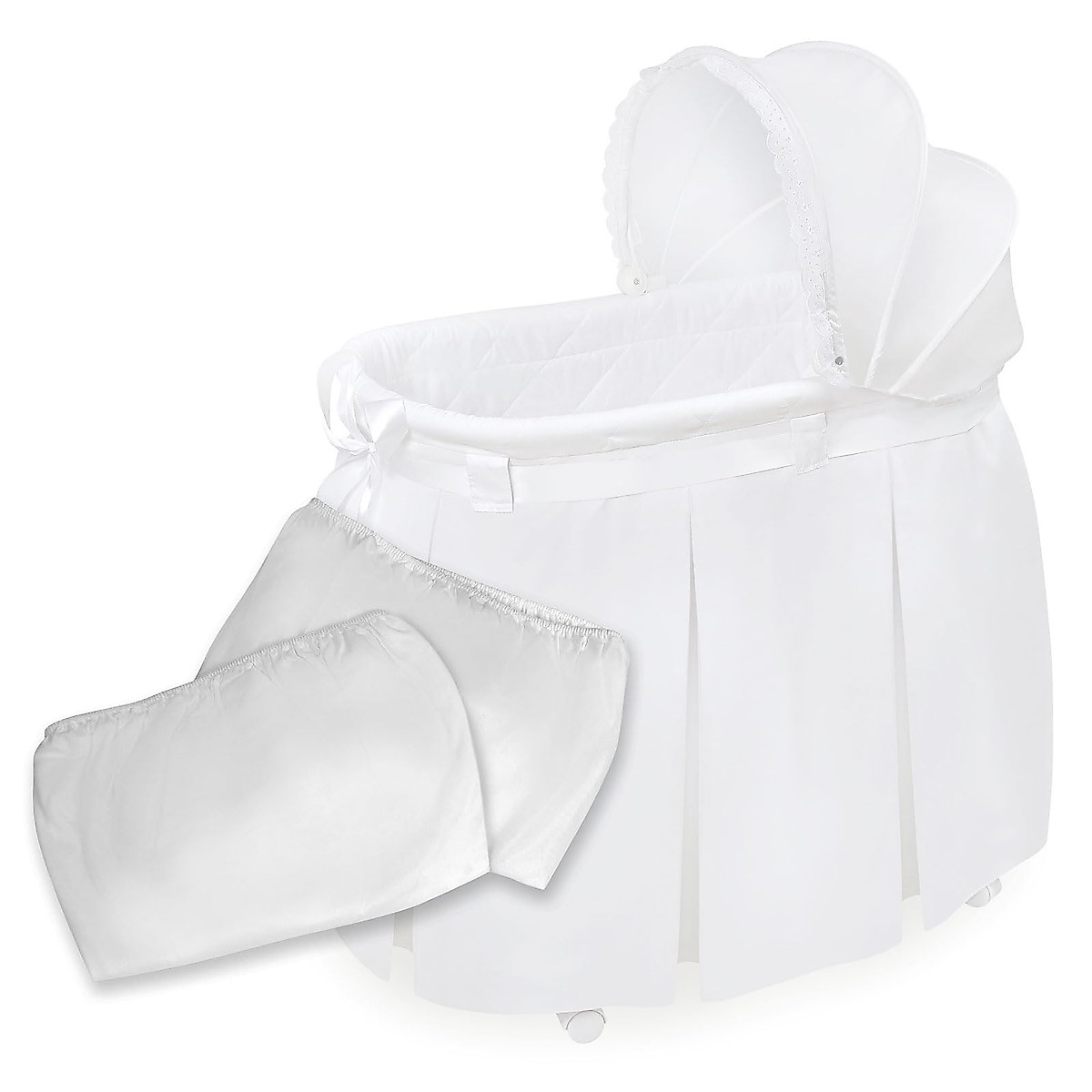 Badger Basket Fitted Bassinet Sheets for Wishes Baby Bassinet - Set of Two - White