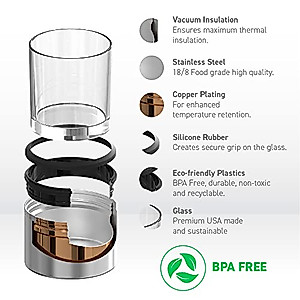 asobu Whiskey Glass with Insulated Stainless Steel Sleeve, 12 ounces (Natural Wood)