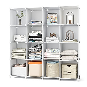 GIMTRR Closet Organizers and Storage, 16-Cube Closet Organizer, Cubes Storage Organizers, Closet Storage Cabinet Shelf, Bookcase Bookshelf for Bedroom, Office, White