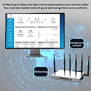 Wiflyer WG3526 4G LTE Router | AC1200Mbps Dual Band CAT4 Wireless Router with Metal Case and Detachable 6×5dBi Antennas| Gigabit Ethernet with TF Card Slot & USB3.0 Port & SIM Card Slot