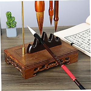 EXCEART Chicken Wing Wood Pen Hanging Calligraphy Stand Shelf Brush Pen Organize Rack Brush Holder Chinese Calligraphy Brush Stand Brush Pen Hanging Rack Display Stand Brass