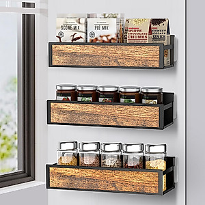 beibeiqi Spice Rack Organizer for Wall, Adhesive Hanging Organizer -3 Packs Storage Rack Zero Installation with 3 Hooks for Refrigerator and Cabinet,Microwave,Camper
