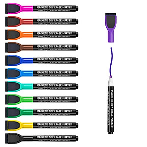 maxtek Magnetic Dry Erase Markers, Whiteboard Pens 12pcs Colorful Whiteboard Markers, Fine Tip, Low Odor Marker Pens for Home Office and Classroom