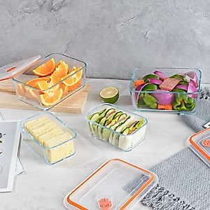 NUTRIUPS 16oz Glass Food Storage Containers with Lids, Set of 2 Reusable Meal Prep Containers, Glass Lunch Box, Lunch Containers