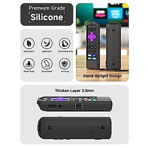 Silicone Remote Case for Roku Voice Remote Pro/RCS01R Universal Shockproof Protective Cover for Roku Ultra(2022/2021/2020/2019) Sleeve Skin with Lanyard for Roku Streaming Stick 4K+ Remote(Black)