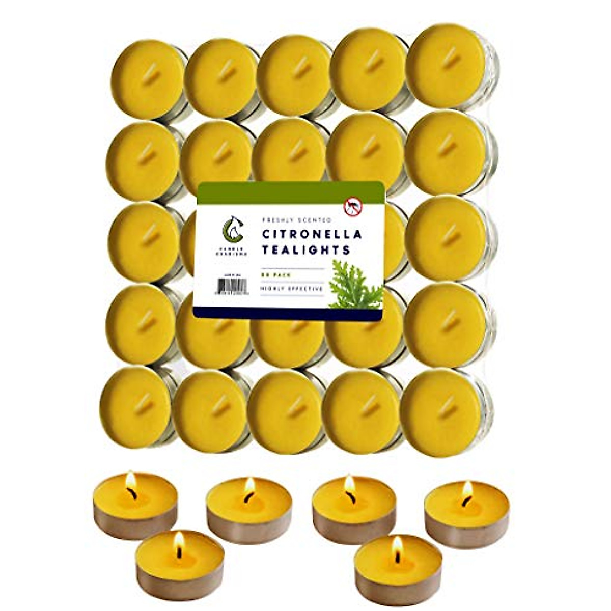 50 Citronella Oil Scented Tea Light Candles Indoor/Outdoor Up to 4 Hours Burn Time - 50 Pack