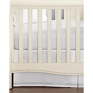 Little by Hudson Park Collection Percale Baby Crib Skirt, White & Pearl Gray