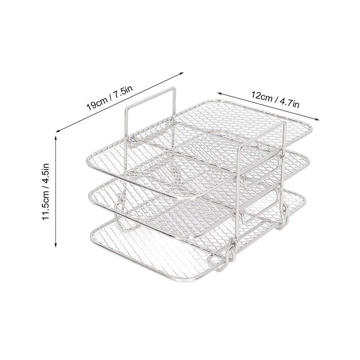 3PCS 19x12cm Stackable Baking Rack, Fryer Baking Rack Stainless Steel Grill Rack Stackable Cooling Rack Tray for 8QT Pot