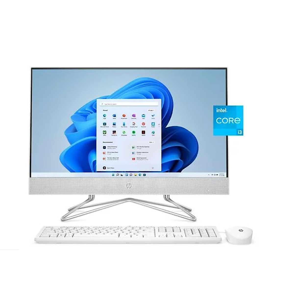 HP 24 All-in-One PC, Intel Core i3-1115G4, 4GB RAM, 256GB SSD, Snow White, Windows 11 Home, 24-df1023w