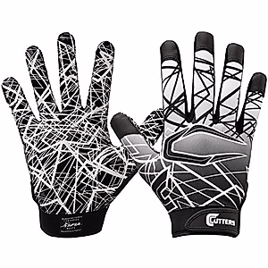CUTTERS Game Day No Slip Football Gloves, Youth and Adult Sizes, Receiver Glove with High Tack Silicone Grip, Superior Support and Protection for All Ages, Guantes de Football, 1 Pair, Large