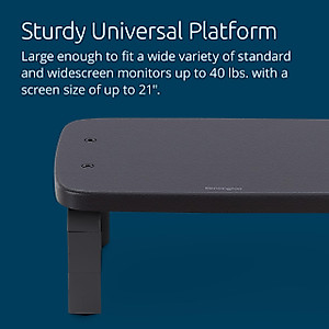 Kensington SmartFit Low Profile Monitor Stand for up to 40lbs Screens, Compact Desktop Stand Riser 3 Height Adjustable, Laptop Stand for Desk, PC Stand, Monitor Riser 9"x3"x11.5" - Black K52785W