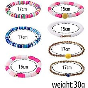 GIGB PBDK Preppy Heishi Bracelets Set Colorful Stretch Clay Pearl Stackable Beaded Bracelets Boho Y2K Beach Layering Bracelets Jewelry for Women