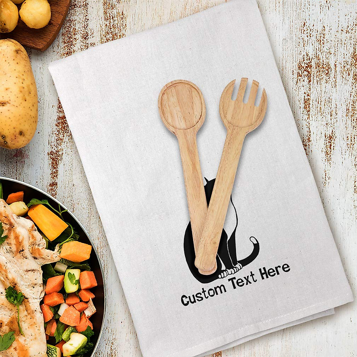 Style In Print Custom Decor Flour Kitchen Towels Tuxedo Cat Black White B Pets Cats Cleaning Supplies Dish Towels Design Only