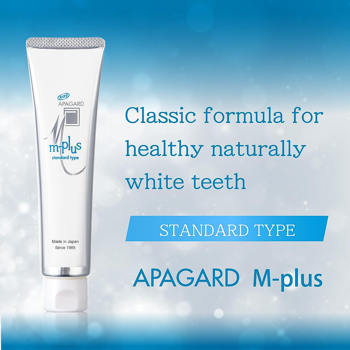APAGARD® M-plus, Sangi's Nano-Hydroxyapatite Toothpaste for Naturally Whiter Teeth Made in Japan, No Fluoride, for family use, 125g / 4.4 oz, Mild Mint Flavor, 1 Pack
