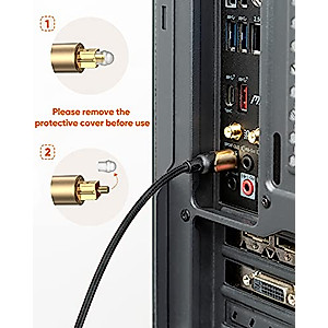 CableCreation 15 Feet Optical Audio Cable, Fiber Digital Optical SPDIF Toslink Cable with Metal Connectors for Home Theater, Sound Bar, DVD/CD Player, TV & More, Black&Gold / 4.5M