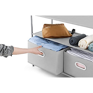 MaidMAX 3 Tiers Closet Shelf Organizer with 2 Drawers for Home Storage and Organization, Silver Grey