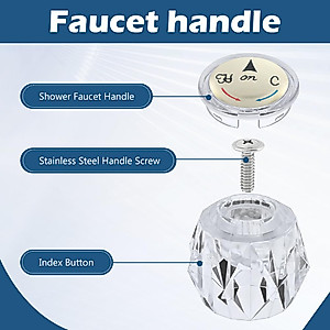 Shower Knob Replacement Compatible with Del-ta Faucet RP2391, 2-1/2" x 2-1/8" Shower Faucet Handle Replacement with Offset Hole(COLOR:clear)