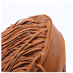 NIGEDU Women Tassel Shoulder Bag PU Leather Bohemian Fringed Crossbody Handbag Vintage Messenger Bags (Black)