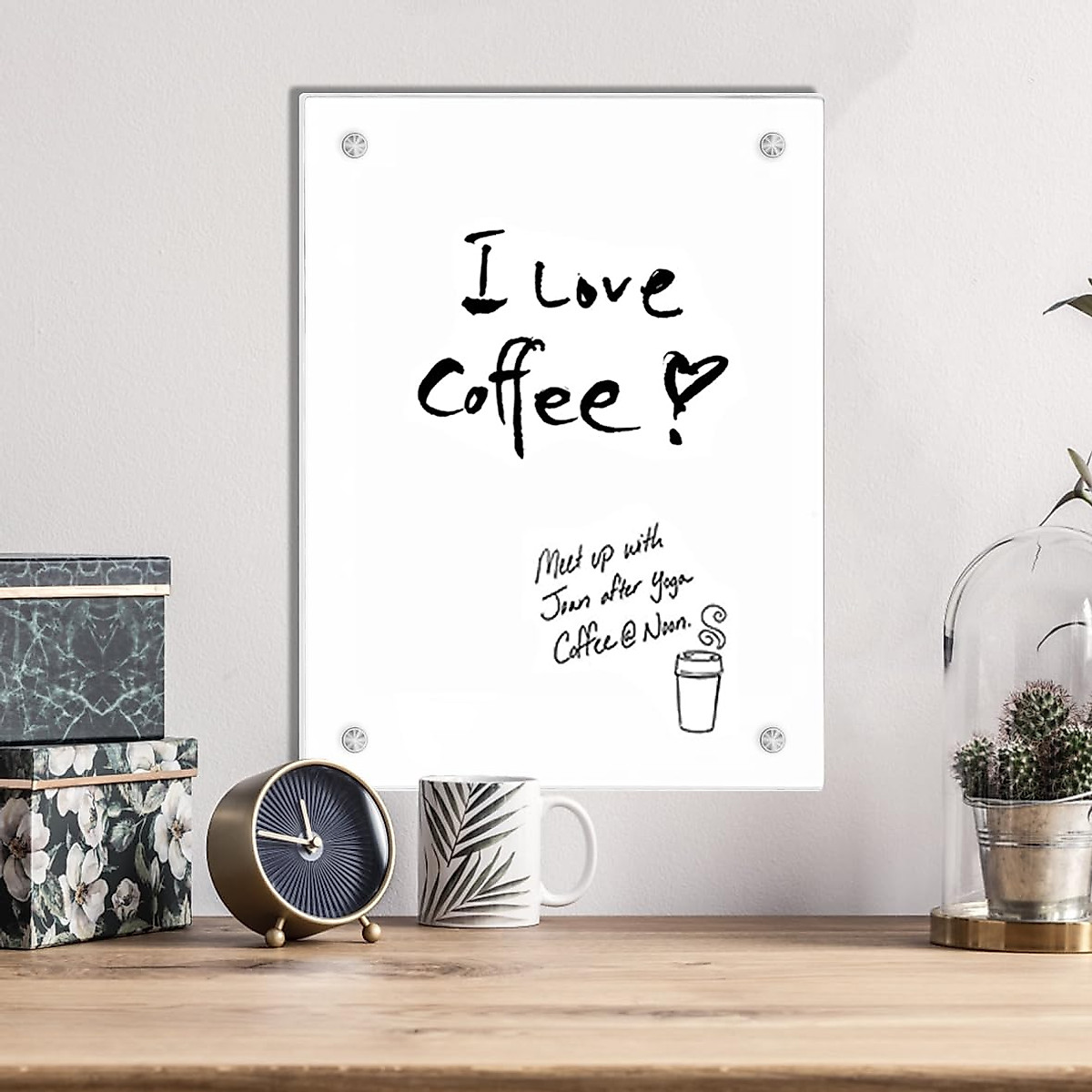 TORASO Glass Whiteboard, Dry Erase White Board, 12" x 16" Small Glass White Board for Home Kitchen, Office, Frameless, Brilliance White(Glass BB-WH-3040)