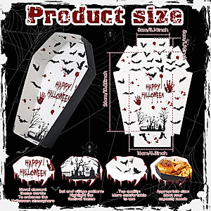 Mumufy 36 Pieces Halloween Paper Tray, Disposable Coffin Bowl for Treat Candy Snack, Spooky Goth Food Holder Trays for Halloween Party Supplies, 10.24 x 6.3 x 1.9 Inches