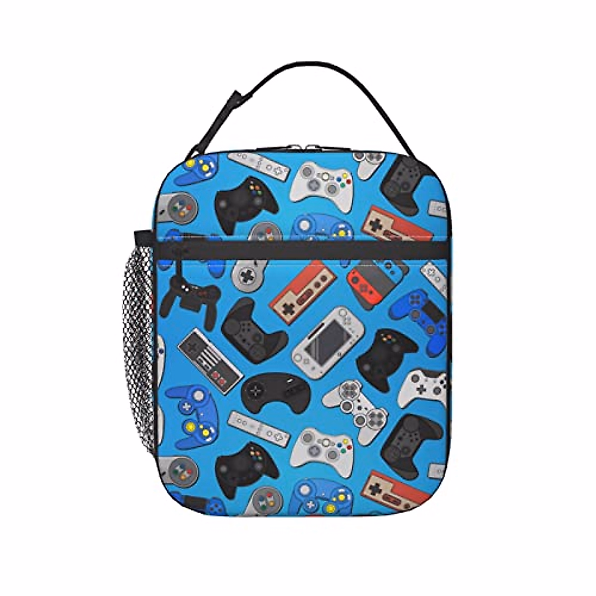 Gbuzozie Video Game Controller Background Lunch Bag Insulated Portable Reusable Gaming Theme Lunch Box With Zipper For Women Men Picnic Beach