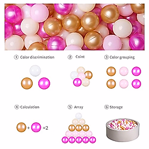 GOGOSO Ball Pit Balls for Toddles Kids Plastic Ballpits Accessories Crush Proof Durable Fun Shape Play Baby Bath Toys,2.15inch 100count Pink Dark Pink Brown