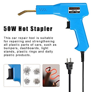 HPEVA 50W Plastic Welder,Hot Stapler Plastic Welding Machine,Handy Hot Staple Gun Car Bumper Repair Kit,Bodywork Fender Fairing Welding Systems Include 4 Types Hot Wave Flat Staples(Blue)