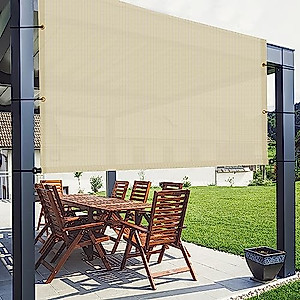 AwnPro 9' x 12' Beige Outdoor Pergola Shade Cover Canopy for Patio Deck Porch Backyard Gazebo Replacement Shade Cover with Spaced Grommets Weighted Rods